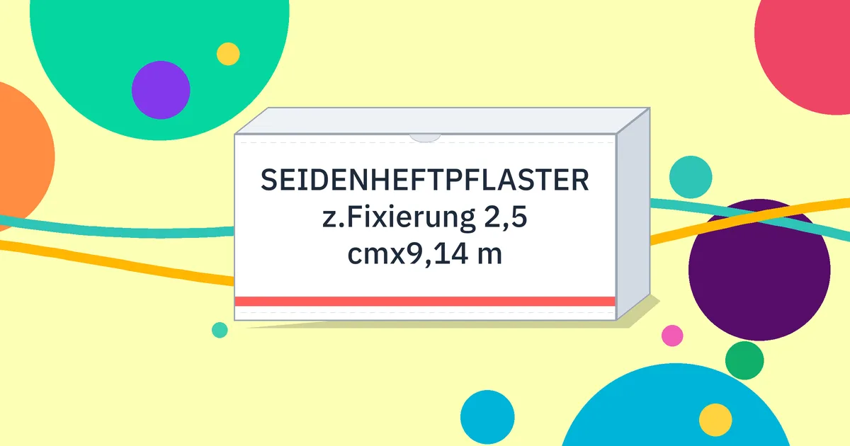 Symbolbild: Packung mit der Aufschrift SEIDENHEFTPFLASTER z.Fixierung 2,5 cmx9,14 m (PZN 16130213) – Verfügbarkeit und Bezug in Apotheken in Frankfurt am Main