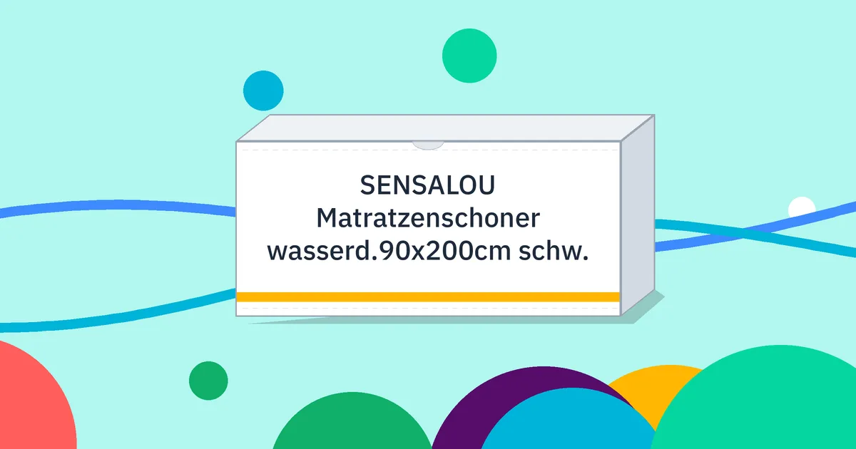 Symbolbild: Packung mit der Aufschrift SENSALOU Matratzenschoner wasserd.90x200cm schw. (PZN 20739693) – Verfügbarkeit und Bezug in Apotheken in Frankfurt am Main