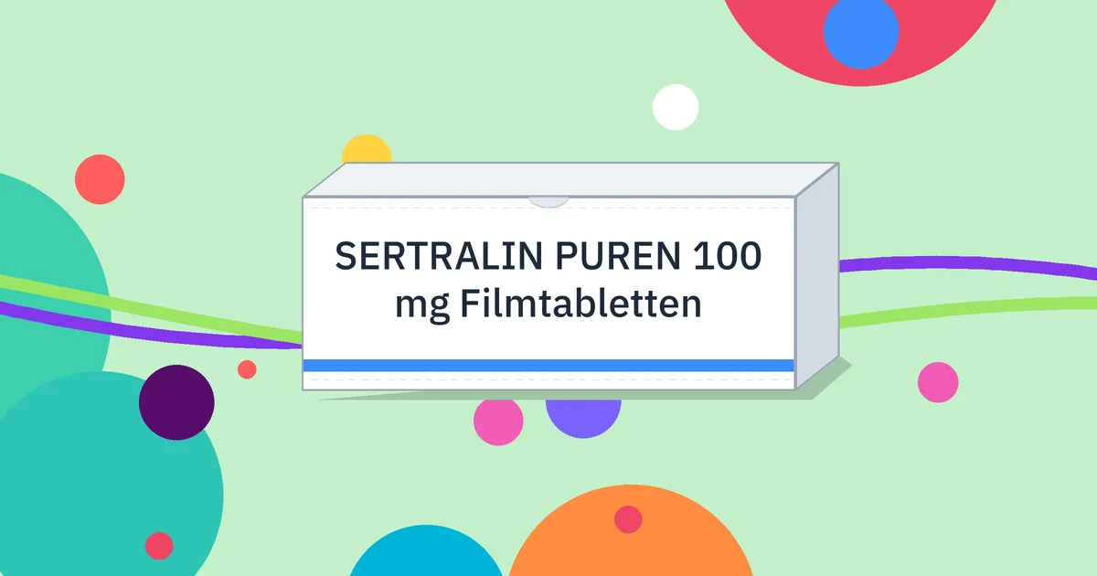 Symbolbild: Packung mit der Aufschrift SERTRALIN PUREN 100 mg Filmtabletten (PZN 13725756) – Verfügbarkeit und Bezug in Apotheken in Frankfurt am Main