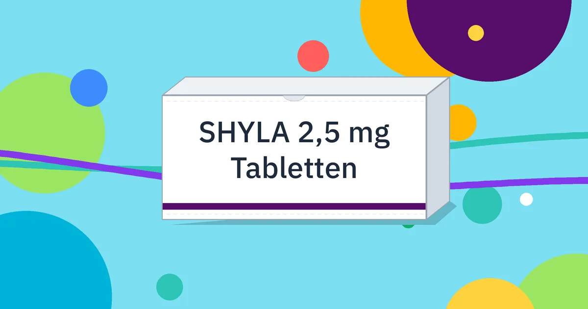 Symbolbild: Packung mit der Aufschrift SHYLA 2,5 mg Tabletten (PZN 14327851) – Verfügbarkeit und Bezug in Apotheken in Frankfurt am Main