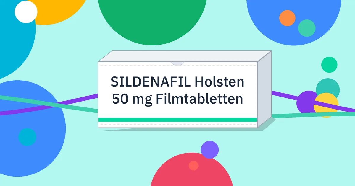 Symbolbild: Packung mit der Aufschrift SILDENAFIL Holsten 50 mg Filmtabletten (PZN 14265819) – Verfügbarkeit und Bezug in Apotheken in Frankfurt am Main