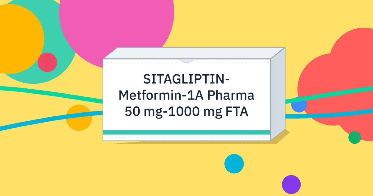 Symbolbild: Packung mit der Aufschrift SITAGLIPTIN-Metformin-1A Pharma 50 mg-1000 mg FTA (PZN 17816384) – Verfügbarkeit und Bezug in Apotheken in Frankfurt am Main