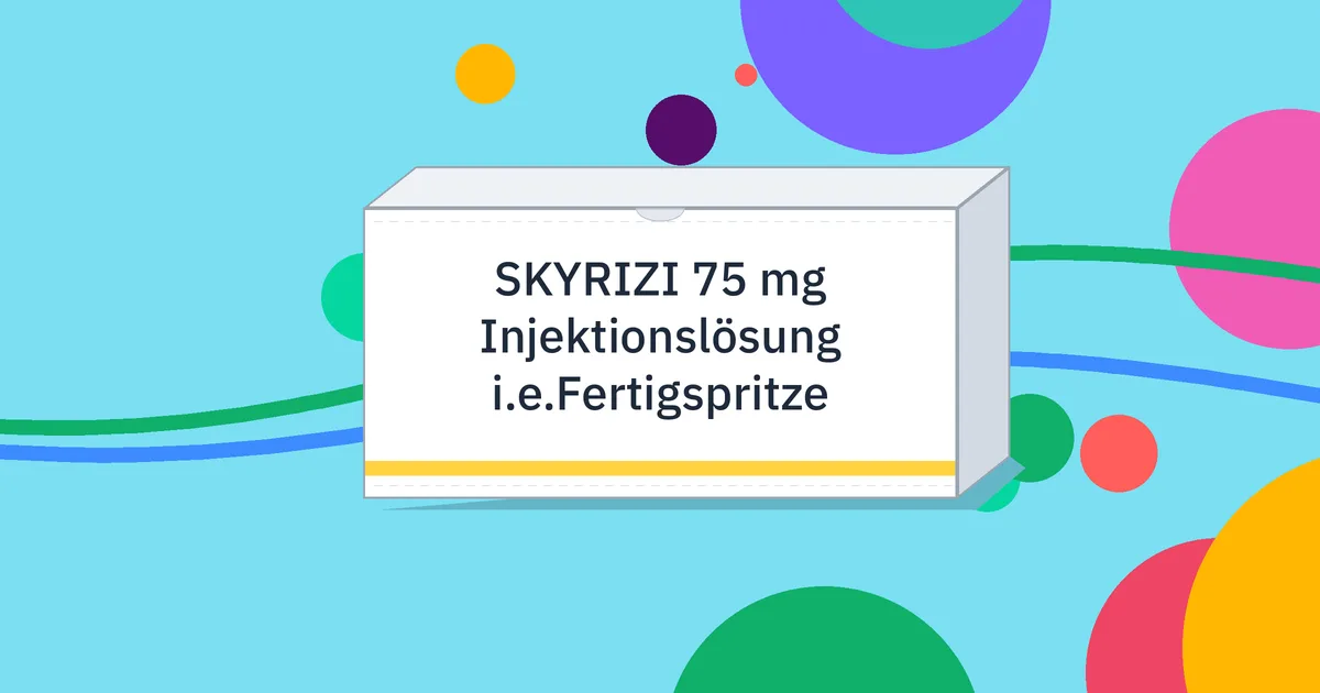 Symbolbild: Packung mit der Aufschrift SKYRIZI 75 mg Injektionslösung i.e.Fertigspritze (PZN 16133909) – Verfügbarkeit und Bezug in Apotheken in Frankfurt am Main