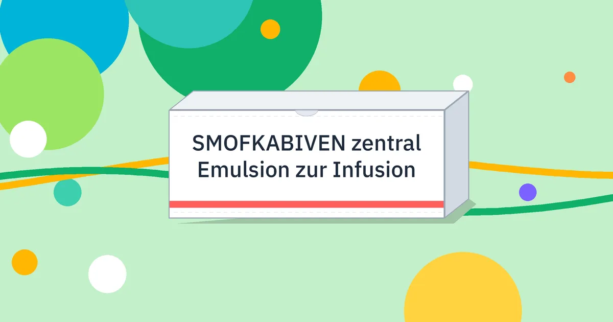 Symbolbild: Packung mit der Aufschrift SMOFKABIVEN zentral Emulsion zur Infusion (PZN 18755012) – Verfügbarkeit und Bezug in Apotheken in Frankfurt am Main