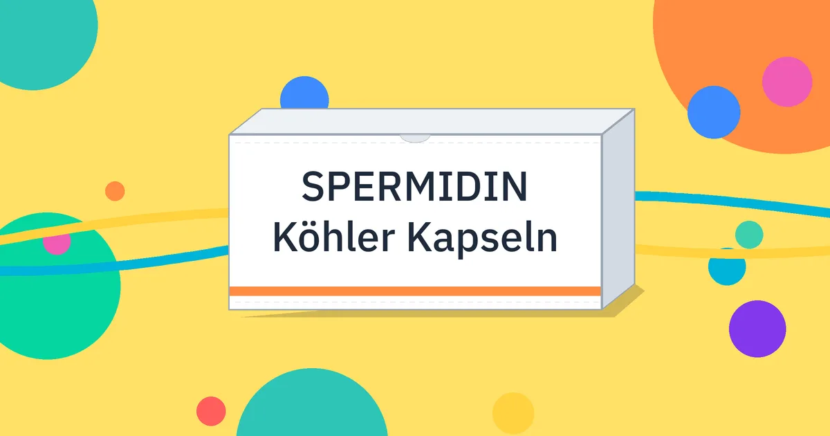 Symbolbild: Packung mit der Aufschrift SPERMIDIN Köhler Kapseln (PZN 16791481) – Verfügbarkeit und Bezug in Apotheken in Frankfurt am Main