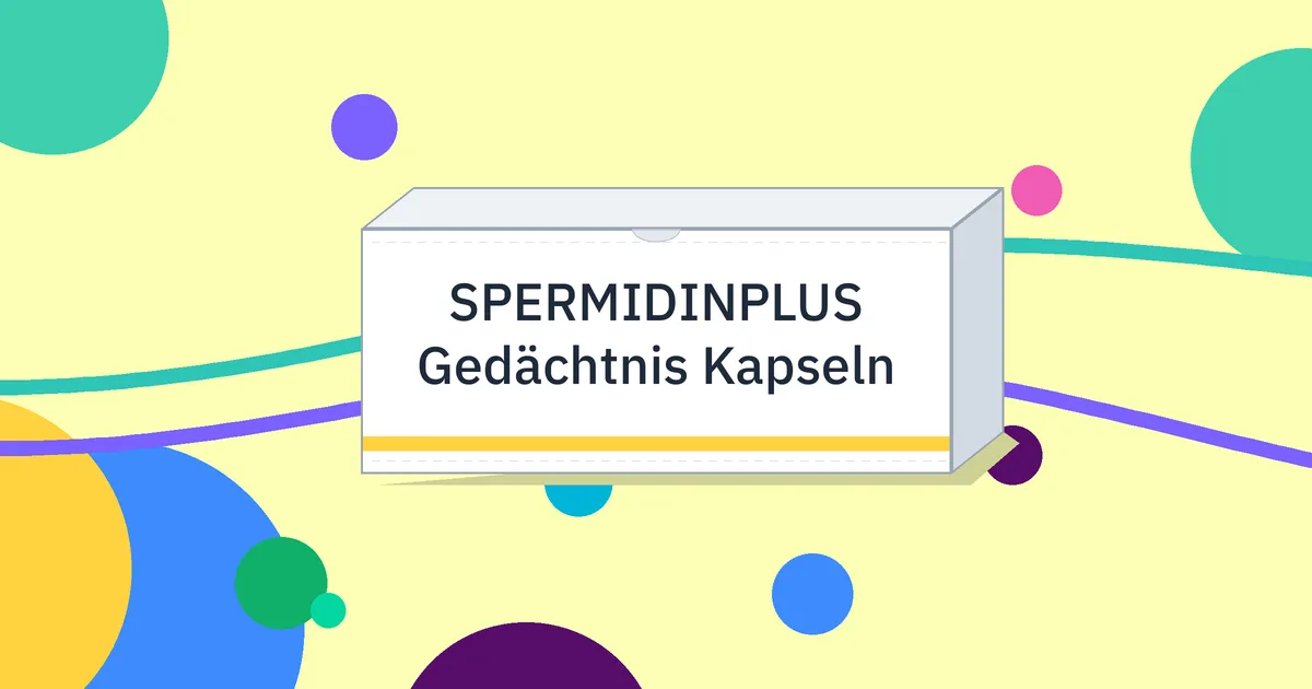 Symbolbild: Packung mit der Aufschrift SPERMIDINPLUS Gedächtnis Kapseln (PZN 16603692) – Verfügbarkeit und Bezug in Apotheken in Frankfurt am Main