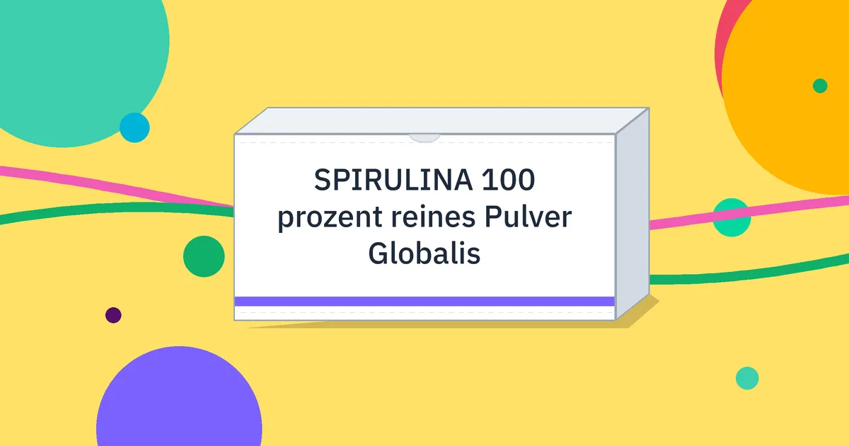 Symbolbild: Packung mit der Aufschrift SPIRULINA 100 prozent reines Pulver Globalis (PZN 07028467) – Verfügbarkeit und Bezug in Apotheken in Frankfurt am Main