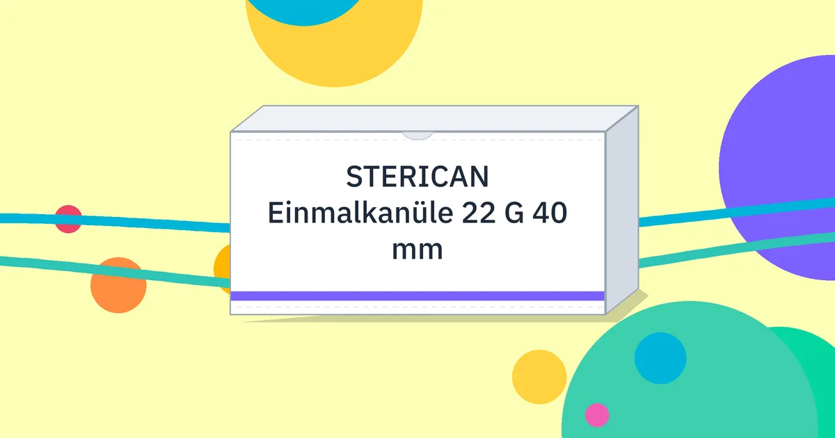 Symbolbild: Packung mit der Aufschrift STERICAN Einmalkanüle 22 G 40 mm (PZN 18746496) – Verfügbarkeit und Bezug in Apotheken in Frankfurt am Main