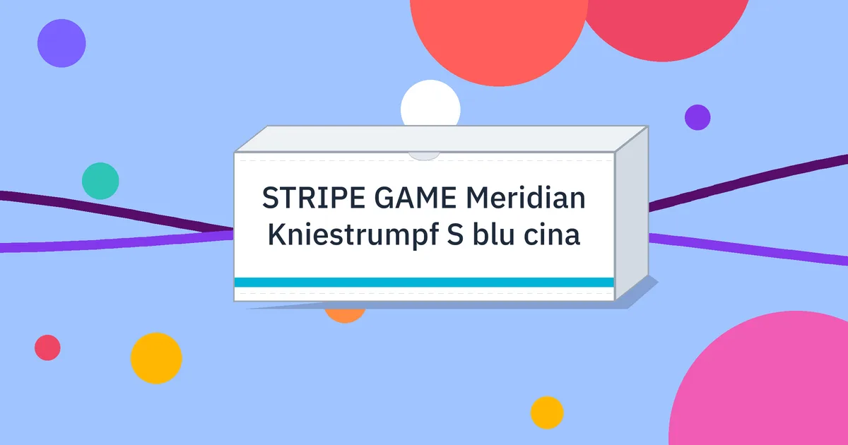 Symbolbild: Packung mit der Aufschrift STRIPE GAME Meridian Kniestrumpf S blu cina (PZN 20209713) – Verfügbarkeit und Bezug in Apotheken in Frankfurt am Main