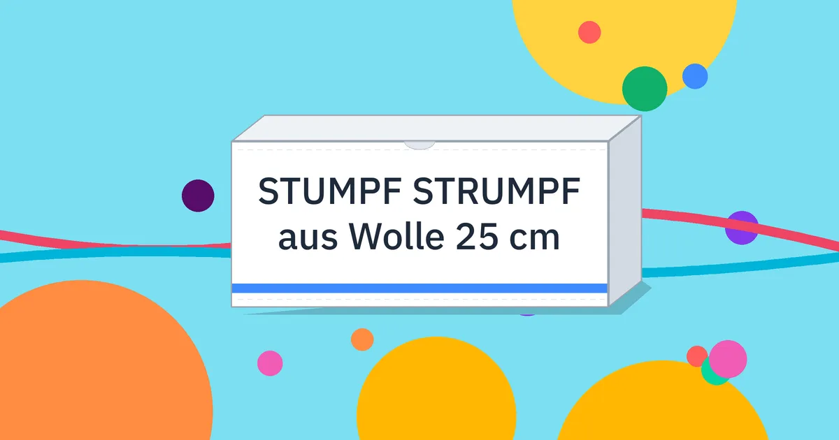 Symbolbild: Packung mit der Aufschrift STUMPF STRUMPF aus Wolle 25 cm (PZN 01978593) – Verfügbarkeit und Bezug in Apotheken in Frankfurt am Main