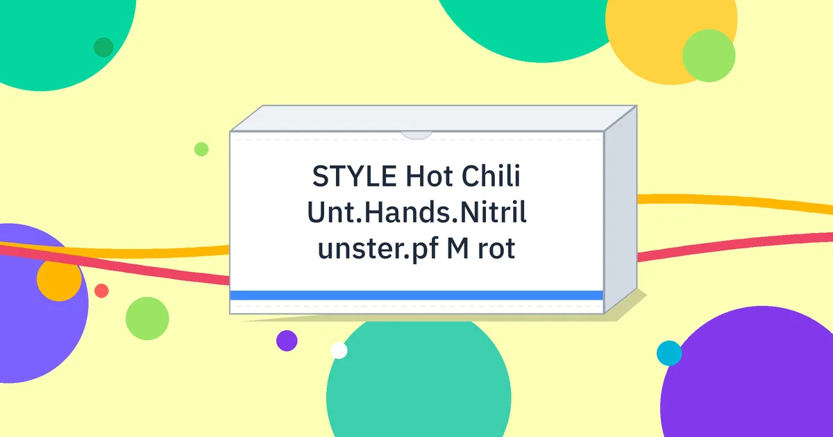 Symbolbild: Packung mit der Aufschrift STYLE Hot Chili Unt.Hands.Nitril unster.pf M rot (PZN 14819703) – Verfügbarkeit und Bezug in Apotheken in Frankfurt am Main