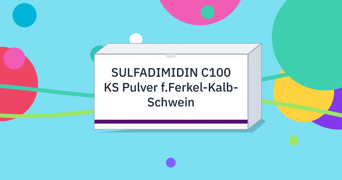 Symbolbild: Packung mit der Aufschrift SULFADIMIDIN C100 KS Pulver f.Ferkel-Kalb-Schwein (PZN 00478776) – Verfügbarkeit und Bezug in Apotheken in Frankfurt am Main