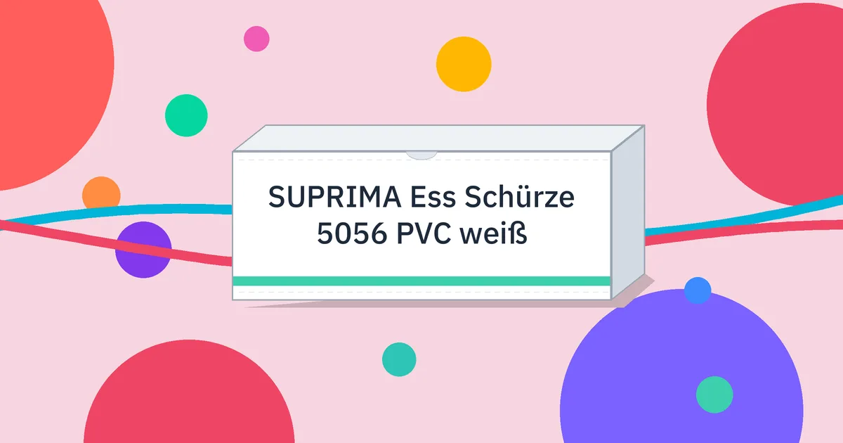 Symbolbild: Packung mit der Aufschrift SUPRIMA Ess Schürze 5056 PVC weiß (PZN 07673311) – Verfügbarkeit und Bezug in Apotheken in Frankfurt am Main
