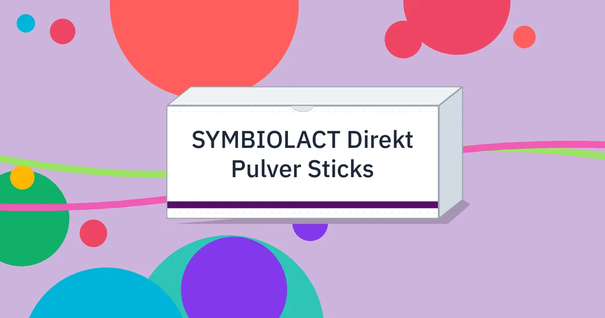 Symbolbild: Packung mit der Aufschrift SYMBIOLACT Direkt Pulver Sticks (PZN 19714185) – Verfügbarkeit und Bezug in Apotheken in Frankfurt am Main