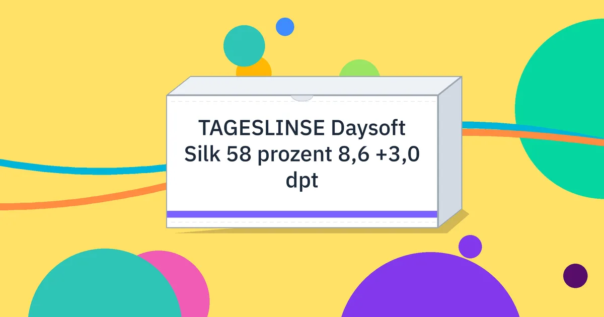 Symbolbild: Packung mit der Aufschrift TAGESLINSE Daysoft Silk 58 prozent 8,6 +3,0 dpt (PZN 00326871) – Verfügbarkeit und Bezug in Apotheken in Frankfurt am Main