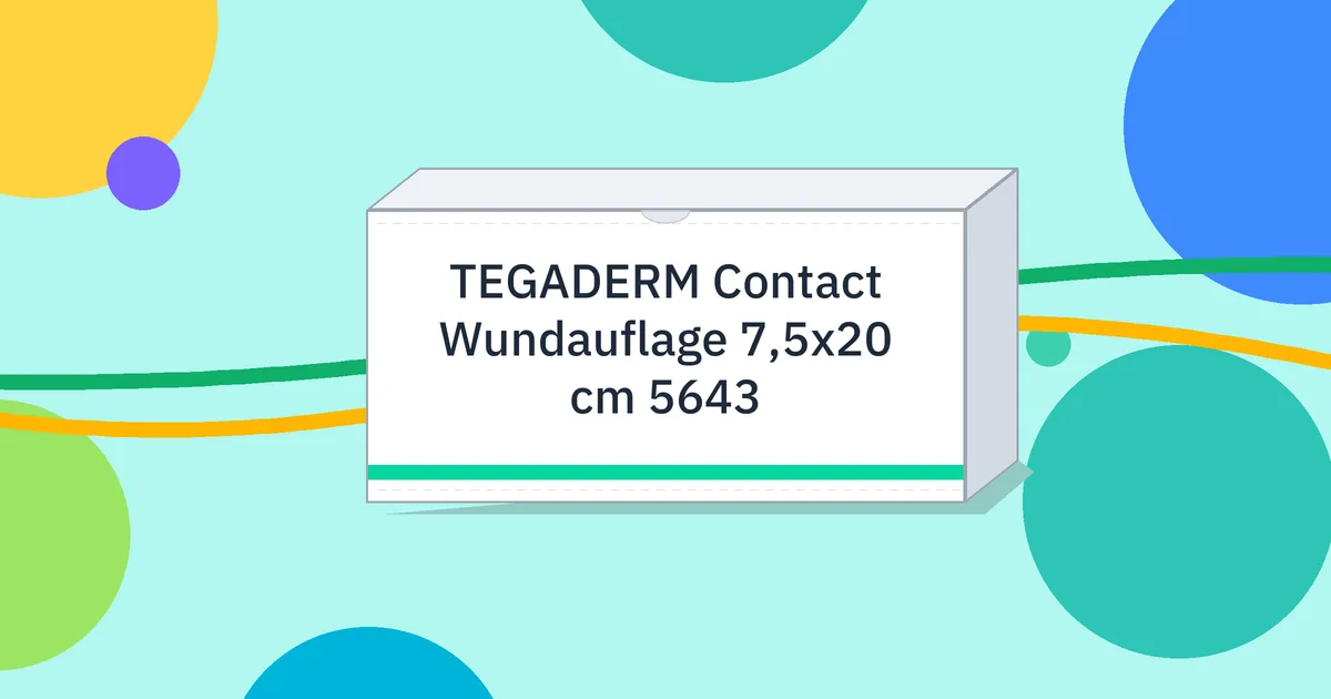 Symbolbild: Packung mit der Aufschrift TEGADERM Contact Wundauflage 7,5x20 cm 5643 (PZN 09008316) – Verfügbarkeit und Bezug in Apotheken in Frankfurt am Main