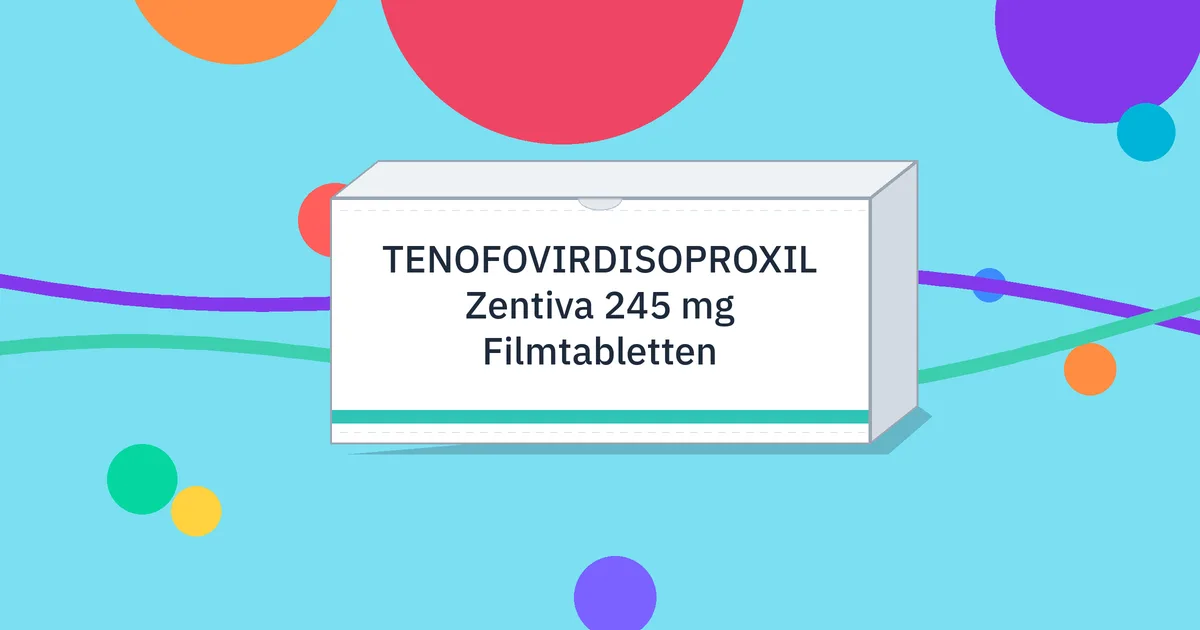 Symbolbild: Packung mit der Aufschrift TENOFOVIRDISOPROXIL Zentiva 245 mg Filmtabletten (PZN 17199299) – Verfügbarkeit und Bezug in Apotheken in Frankfurt am Main