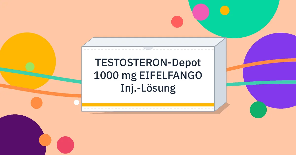 Symbolbild: Packung mit der Aufschrift TESTOSTERON-Depot 1000 mg EIFELFANGO Inj.-Lösung (PZN 19270736) – Verfügbarkeit und Bezug in Apotheken in Frankfurt am Main