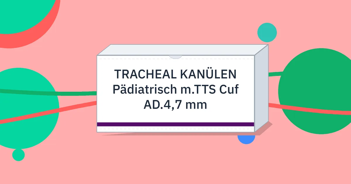 Symbolbild: Packung mit der Aufschrift TRACHEAL KANÜLEN Pädiatrisch m.TTS Cuf AD.4,7 mm (PZN 09217557) – Verfügbarkeit und Bezug in Apotheken in Frankfurt am Main