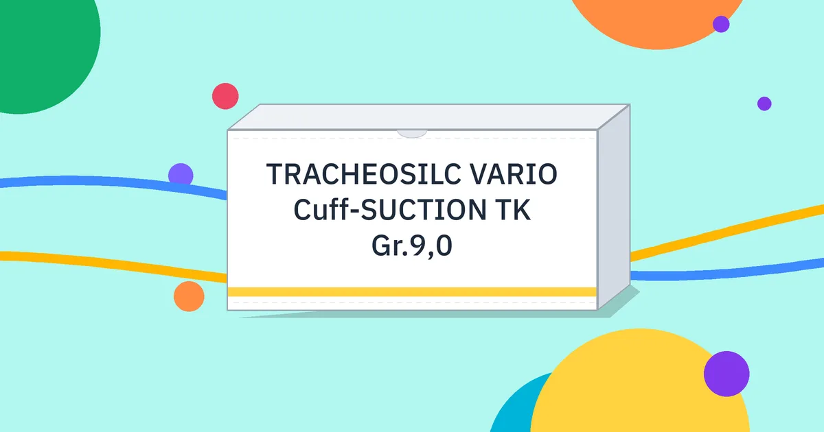 Symbolbild: Packung mit der Aufschrift TRACHEOSILC VARIO Cuff-SUCTION TK Gr.9,0 (PZN 14348250) – Verfügbarkeit und Bezug in Apotheken in Frankfurt am Main