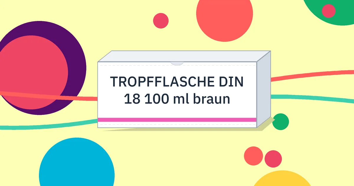 Symbolbild: Packung mit der Aufschrift TROPFFLASCHE DIN 18 100 ml braun (PZN 15586626) – Verfügbarkeit und Bezug in Apotheken in Frankfurt am Main
