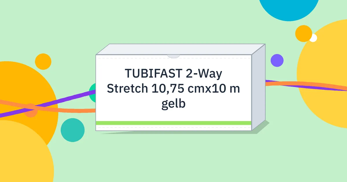 Symbolbild: Packung mit der Aufschrift TUBIFAST 2-Way Stretch 10,75 cmx10 m gelb (PZN 11003361) – Verfügbarkeit und Bezug in Apotheken in Frankfurt am Main