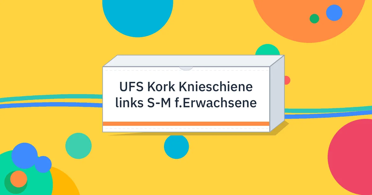 Symbolbild: Packung mit der Aufschrift UFS Kork Knieschiene links S-M f.Erwachsene (PZN 04809856) – Verfügbarkeit und Bezug in Apotheken in Frankfurt am Main