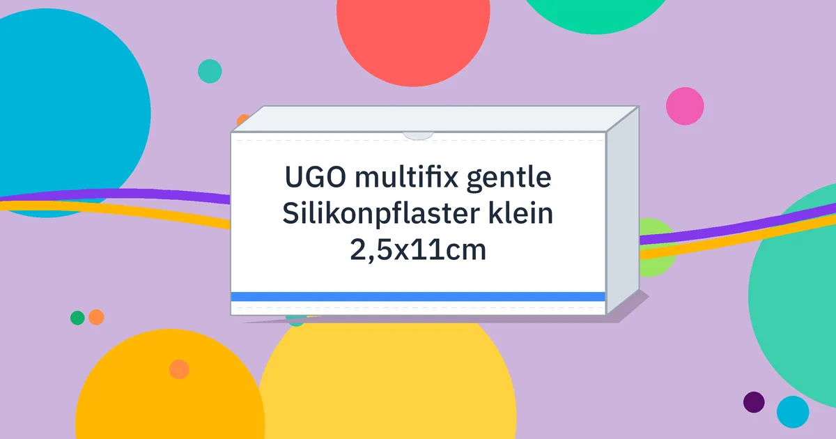 Symbolbild: Packung mit der Aufschrift UGO multifix gentle Silikonpflaster klein 2,5x11cm (PZN 14401470) – Verfügbarkeit und Bezug in Apotheken in Frankfurt am Main