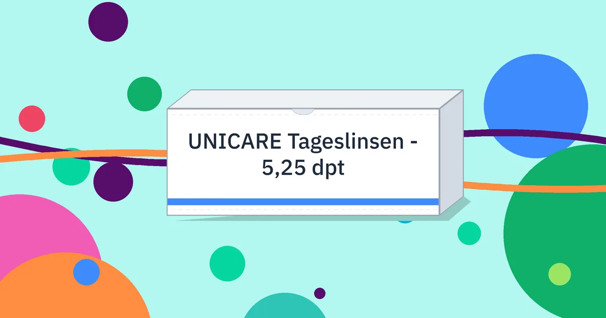 Symbolbild: Packung mit der Aufschrift UNICARE Tageslinsen -5,25 dpt (PZN 14185842) – Verfügbarkeit und Bezug in Apotheken in Frankfurt am Main