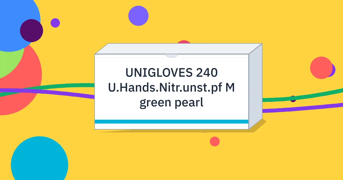 Symbolbild: Packung mit der Aufschrift UNIGLOVES 240 U.Hands.Nitr.unst.pf M green pearl (PZN 18101457) – Verfügbarkeit und Bezug in Apotheken in Frankfurt am Main