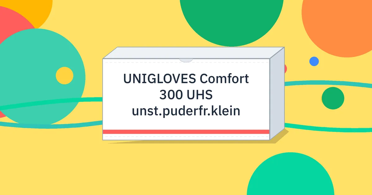 Symbolbild: Packung mit der Aufschrift UNIGLOVES Comfort 300 UHS unst.puderfr.klein (PZN 06773950) – Verfügbarkeit und Bezug in Apotheken in Frankfurt am Main