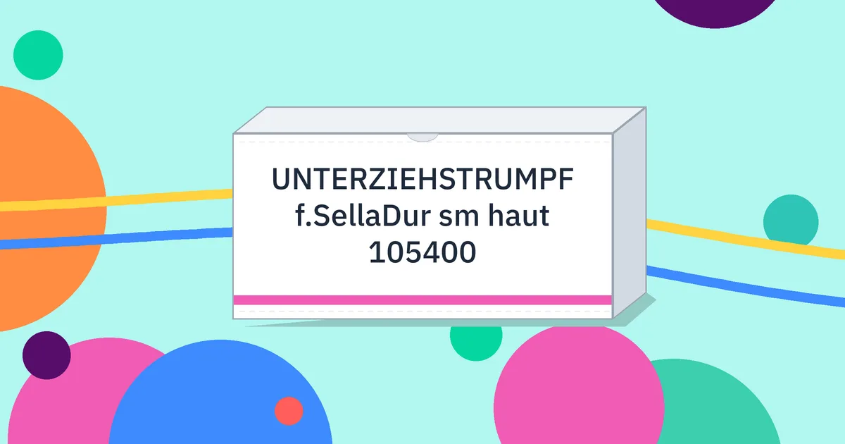 Symbolbild: Packung mit der Aufschrift UNTERZIEHSTRUMPF f.SellaDur sm haut 105400 (PZN 11015111) – Verfügbarkeit und Bezug in Apotheken in Frankfurt am Main
