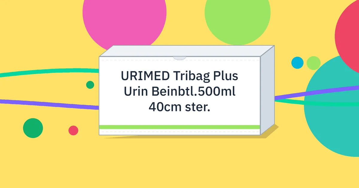 Symbolbild: Packung mit der Aufschrift URIMED Tribag Plus Urin Beinbtl.500ml 40cm ster. (PZN 05015911) – Verfügbarkeit und Bezug in Apotheken in Frankfurt am Main