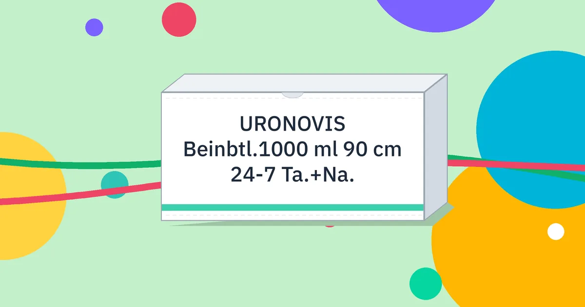 Symbolbild: Packung mit der Aufschrift URONOVIS Beinbtl.1000 ml 90 cm 24-7 Ta.+Na. (PZN 04888548) – Verfügbarkeit und Bezug in Apotheken in Frankfurt am Main