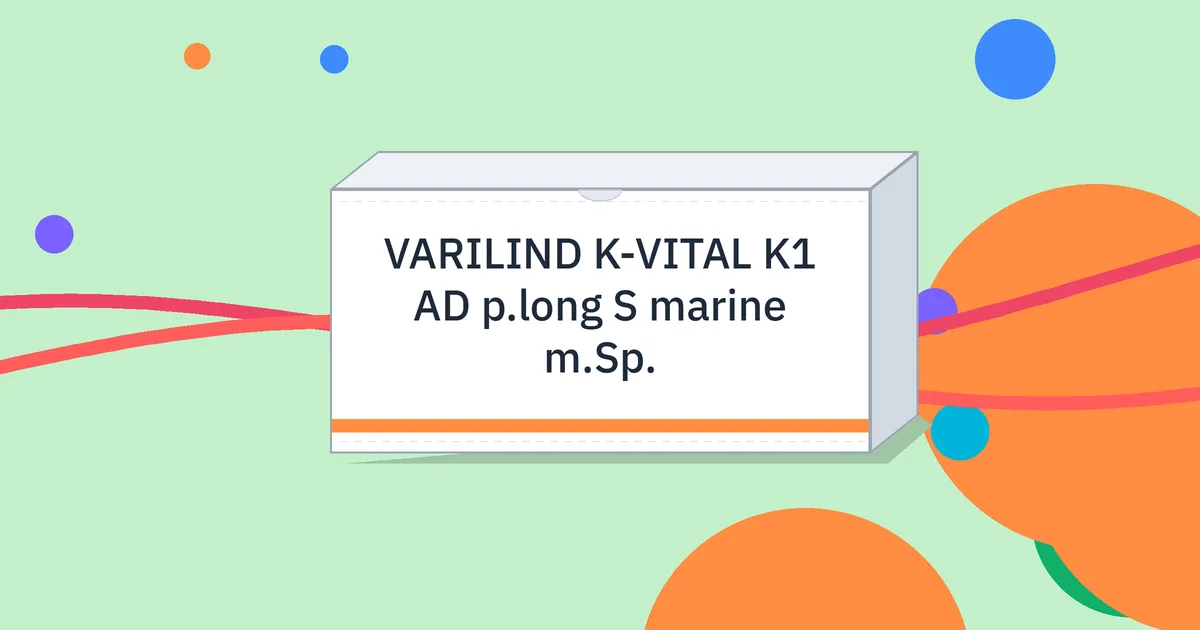 Symbolbild: Packung mit der Aufschrift VARILIND K-VITAL K1 AD p.long S marine m.Sp. (PZN 20566324) – Verfügbarkeit und Bezug in Apotheken in Frankfurt am Main