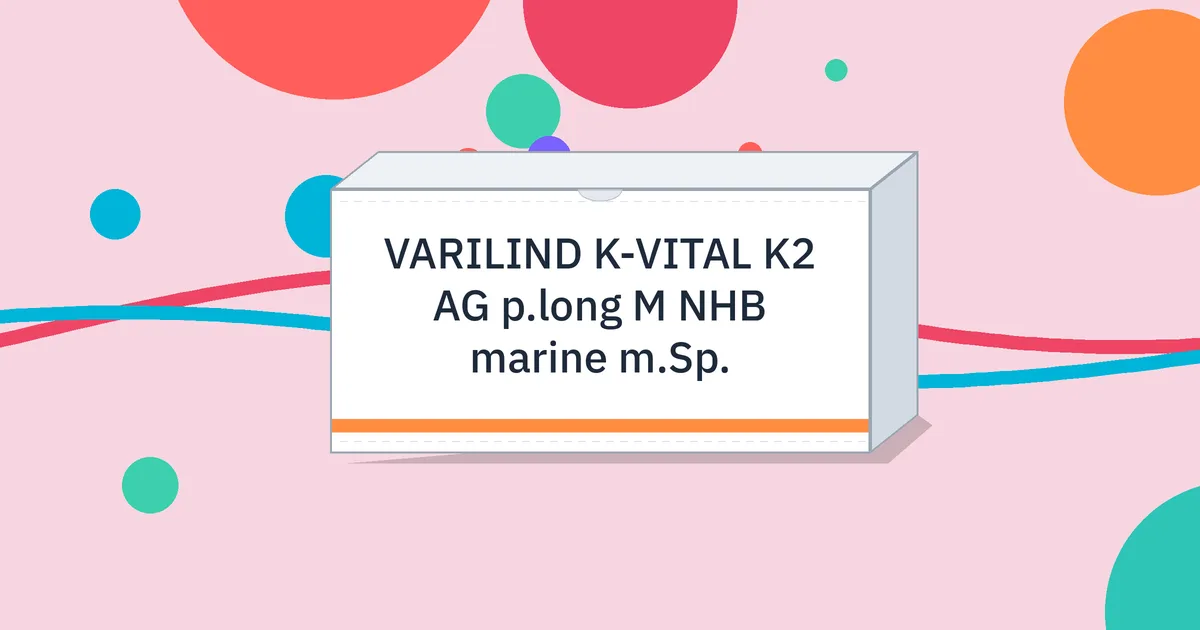 Symbolbild: Packung mit der Aufschrift VARILIND K-VITAL K2 AG p.long M NHB marine m.Sp. (PZN 20564779) – Verfügbarkeit und Bezug in Apotheken in Frankfurt am Main