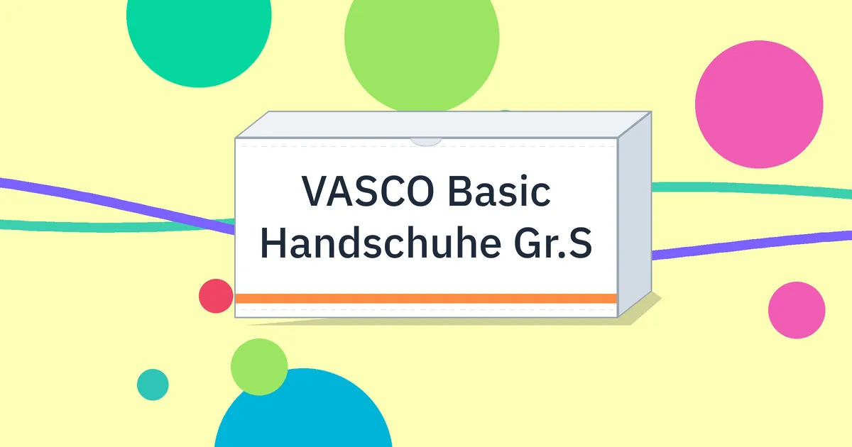 Symbolbild: Packung mit der Aufschrift VASCO Basic Handschuhe Gr.S (PZN 01385456) – Verfügbarkeit und Bezug in Apotheken in Frankfurt am Main