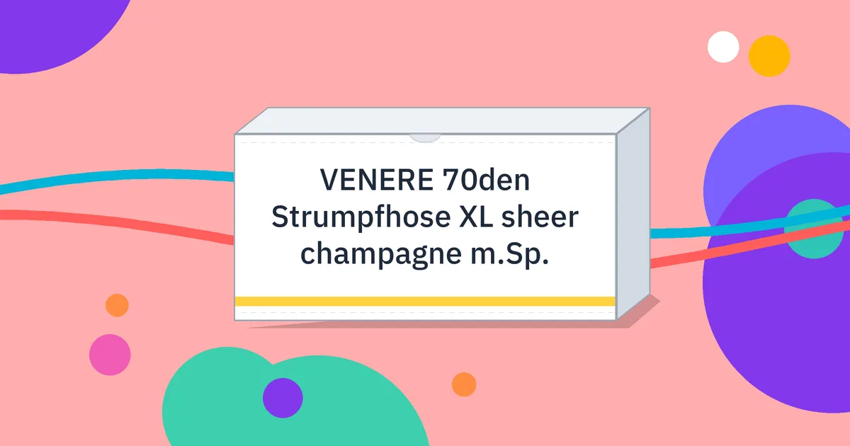 Symbolbild: Packung mit der Aufschrift VENERE 70den Strumpfhose XL sheer champagne m.Sp. (PZN 16173211) – Verfügbarkeit und Bezug in Apotheken in Frankfurt am Main