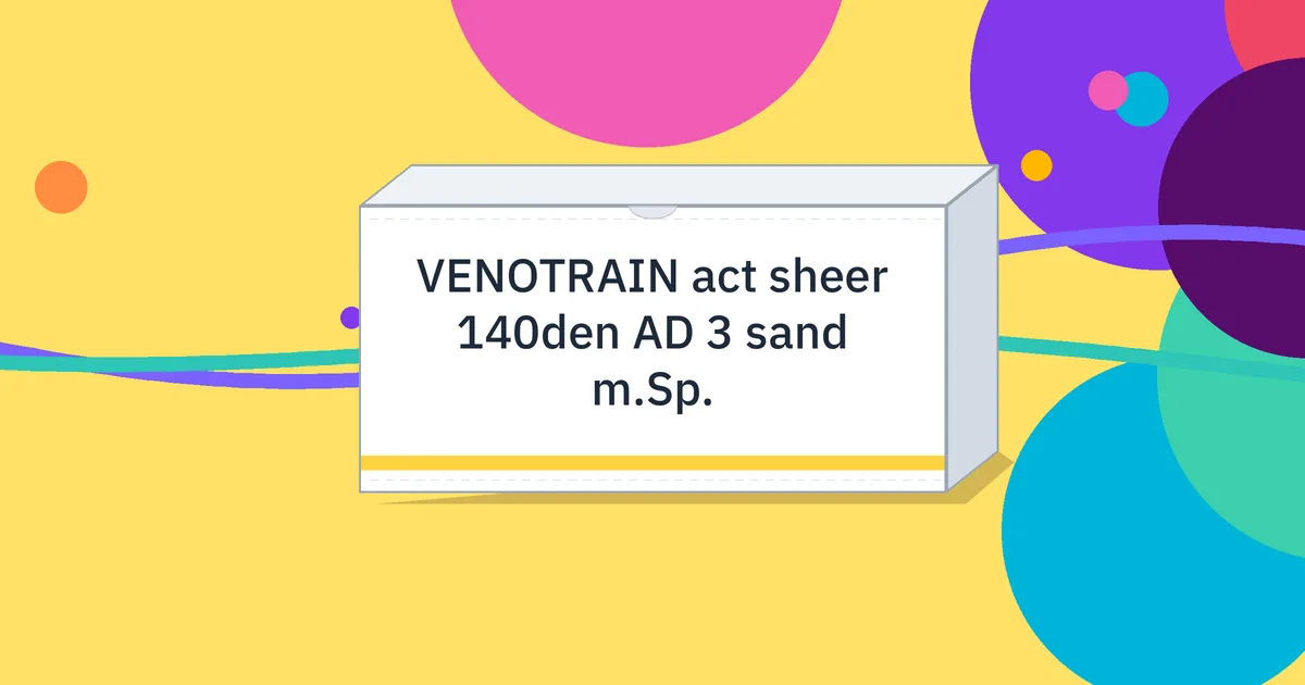 Symbolbild: Packung mit der Aufschrift VENOTRAIN act sheer 140den AD 3 sand m.Sp. (PZN 16209334) – Verfügbarkeit und Bezug in Apotheken in Frankfurt am Main
