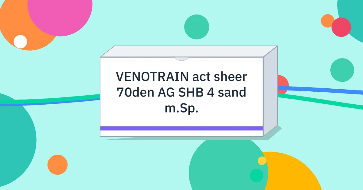 Symbolbild: Packung mit der Aufschrift VENOTRAIN act sheer 70den AG SHB 4 sand m.Sp. (PZN 16208197) – Verfügbarkeit und Bezug in Apotheken in Frankfurt am Main