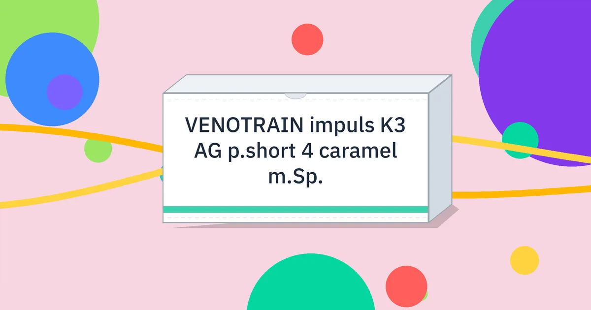 Symbolbild: Packung mit der Aufschrift VENOTRAIN impuls K3 AG p.short 4 caramel m.Sp. (PZN 00496662) – Verfügbarkeit und Bezug in Apotheken in Frankfurt am Main