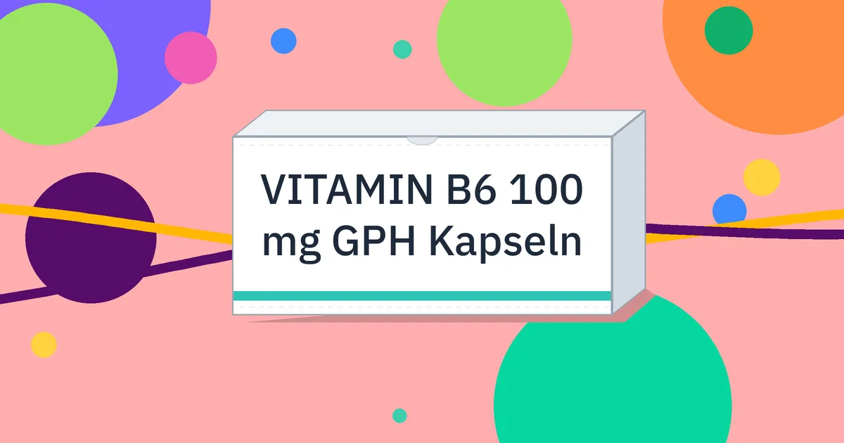 Symbolbild: Packung mit der Aufschrift VITAMIN B6 100 mg GPH Kapseln (PZN 14364964) – Verfügbarkeit und Bezug in Apotheken in Frankfurt am Main