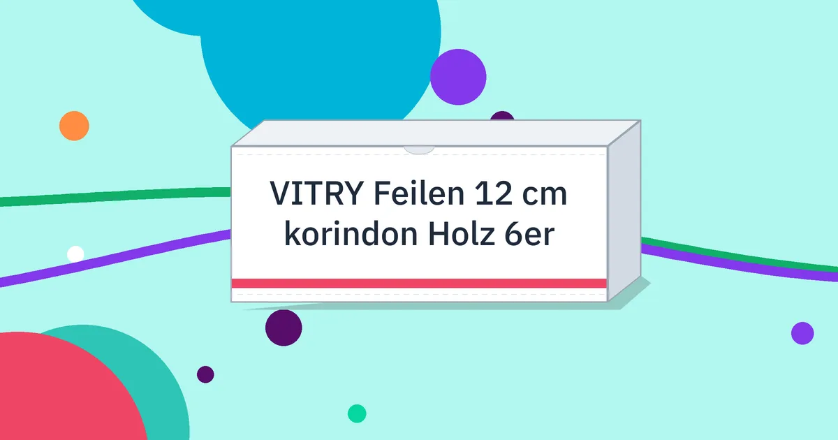 Symbolbild: Packung mit der Aufschrift VITRY Feilen 12 cm korindon Holz 6er (PZN 11689045) – Verfügbarkeit und Bezug in Apotheken in Frankfurt am Main