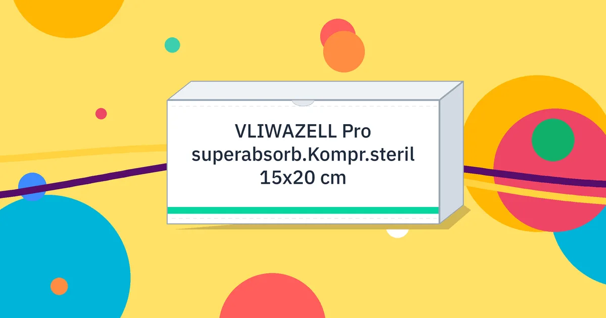 Symbolbild: Packung mit der Aufschrift VLIWAZELL Pro superabsorb.Kompr.steril 15x20 cm (PZN 17295301) – Verfügbarkeit und Bezug in Apotheken in Frankfurt am Main