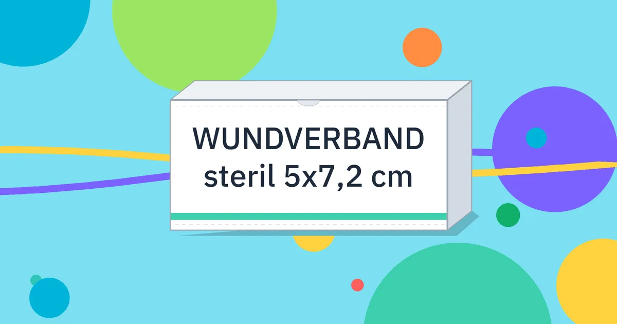 Symbolbild: Packung mit der Aufschrift WUNDVERBAND steril 5x7,2 cm (PZN 10233188) – Verfügbarkeit und Bezug in Apotheken in Frankfurt am Main