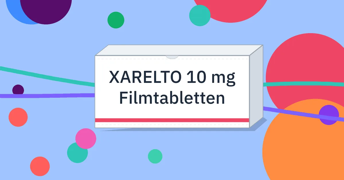 Symbolbild: Packung mit der Aufschrift XARELTO 10 mg Filmtabletten (PZN 06410420) – Verfügbarkeit und Bezug in Apotheken in Frankfurt am Main
