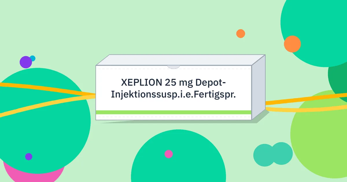 Symbolbild: Packung mit der Aufschrift XEPLION 25 mg Depot-Injektionssusp.i.e.Fertigspr. (PZN 07568241) – Verfügbarkeit und Bezug in Apotheken in Frankfurt am Main