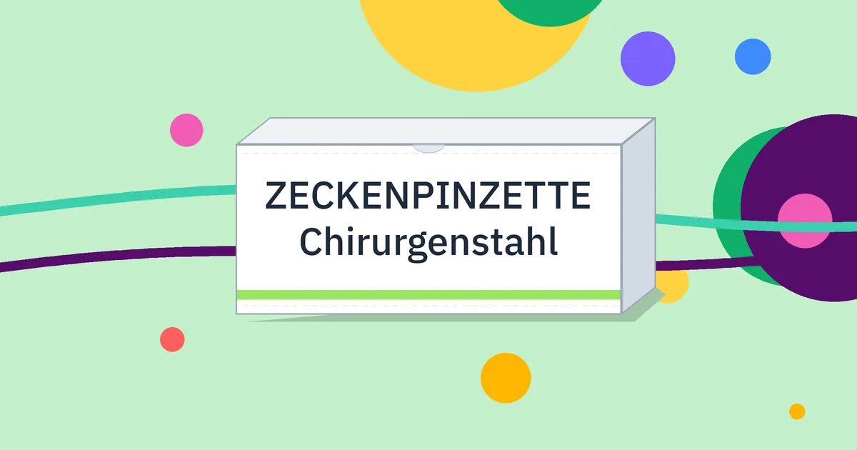 Symbolbild: Packung mit der Aufschrift ZECKENPINZETTE Chirurgenstahl (PZN 04759911) – Verfügbarkeit und Bezug in Apotheken in Frankfurt am Main