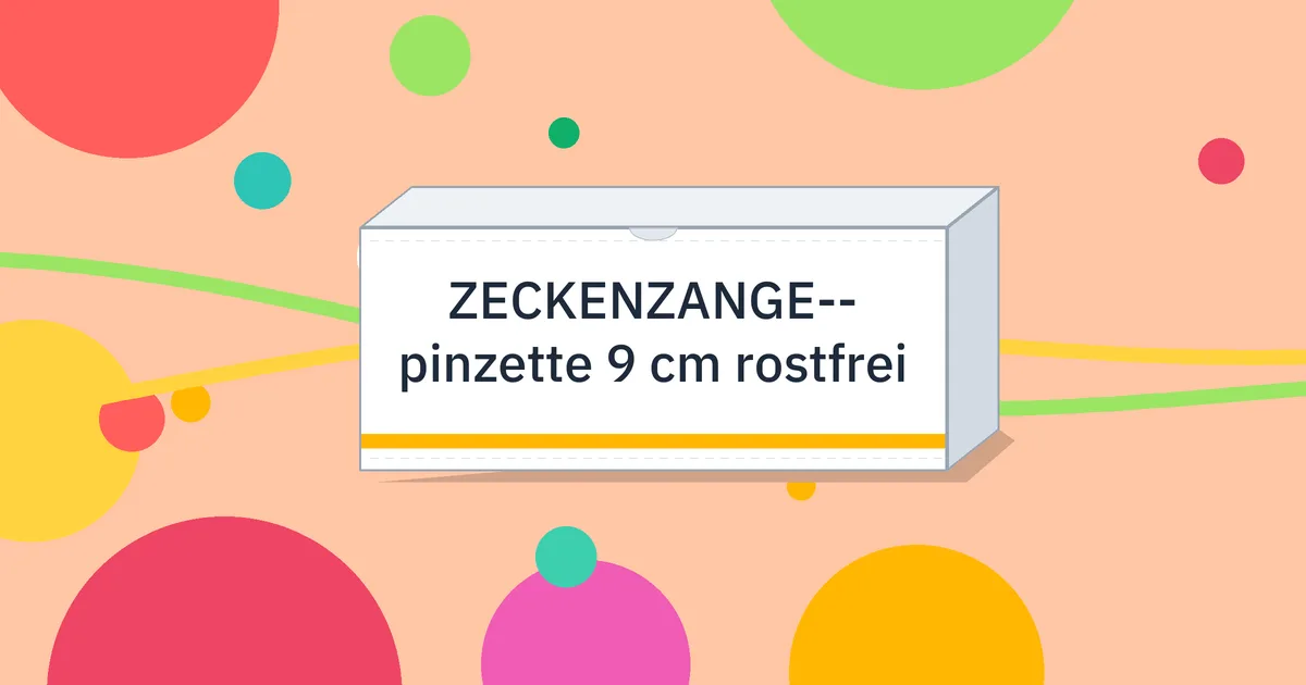Symbolbild: Packung mit der Aufschrift ZECKENZANGE--pinzette 9 cm rostfrei (PZN 06805130) – Verfügbarkeit und Bezug in Apotheken in Frankfurt am Main