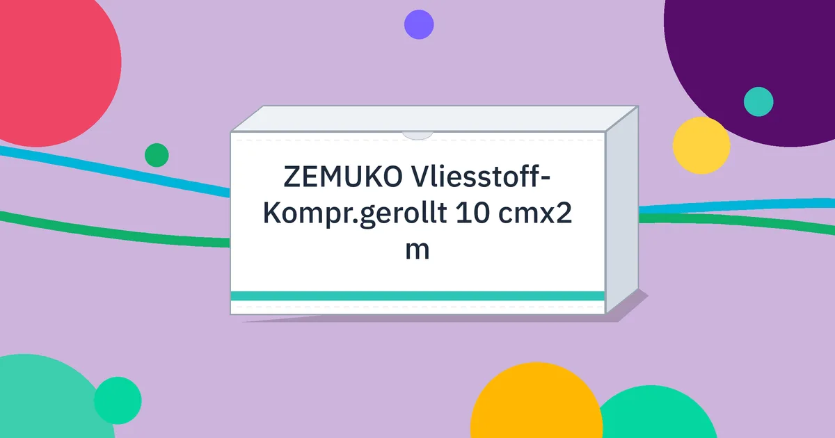 Symbolbild: Packung mit der Aufschrift ZEMUKO Vliesstoff-Kompr.gerollt 10 cmx2 m (PZN 15431846) – Verfügbarkeit und Bezug in Apotheken in Frankfurt am Main
